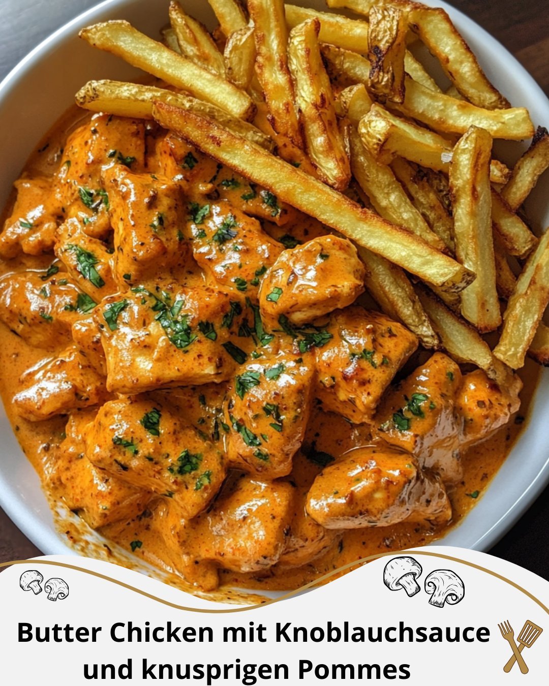 Butter Chicken mit Knoblauchsauce und knusprigen Pommes - allesrezepte.com